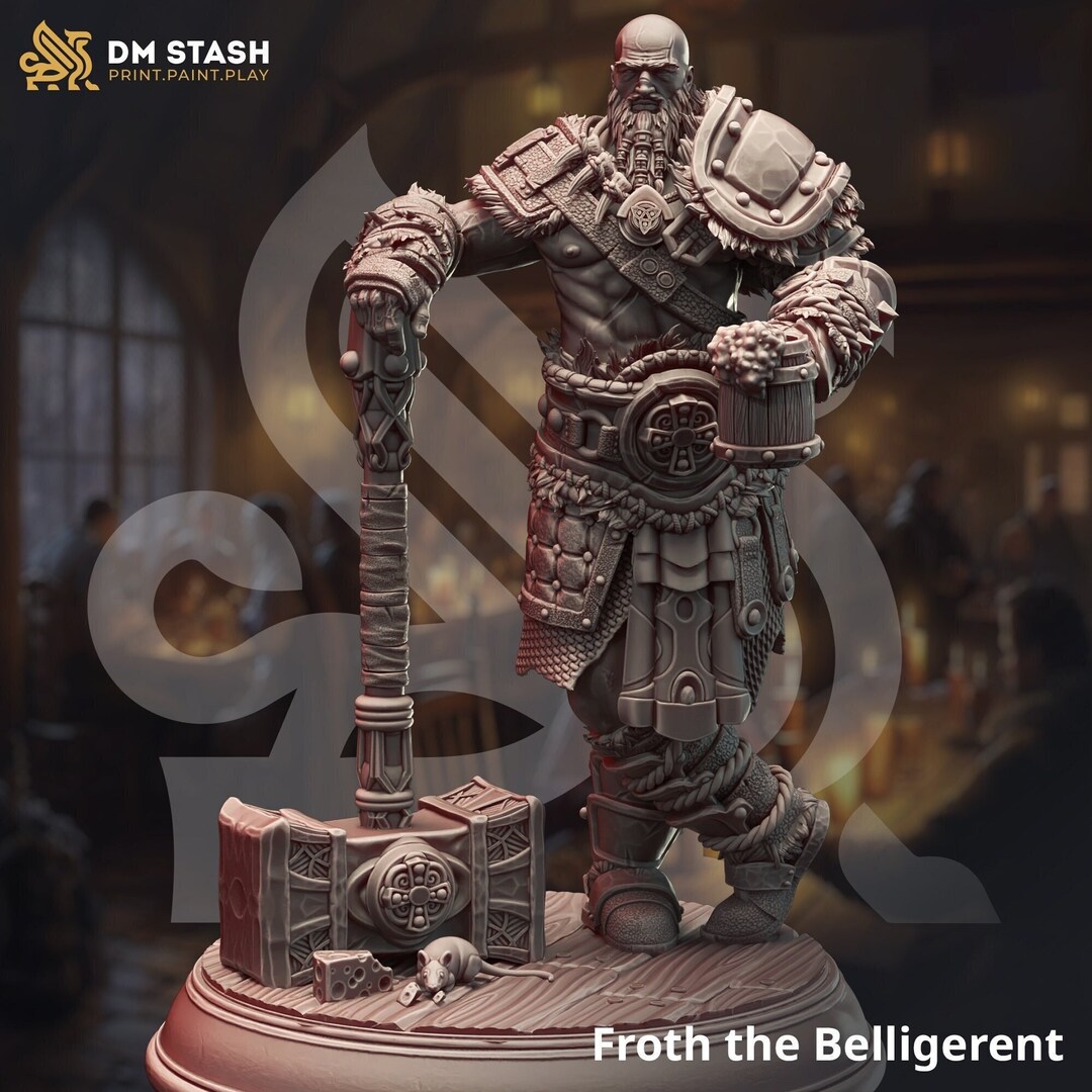 Goliath Human Barbarian Fighter Miniature | 28mm,32mm,54mm,75mm,100mm ...