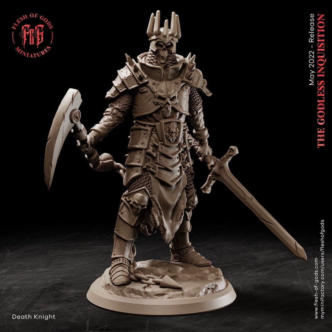 Undead Death Knight | 28mm, 32mm, 75mm Scale Resin Miniature | Flesh of ...