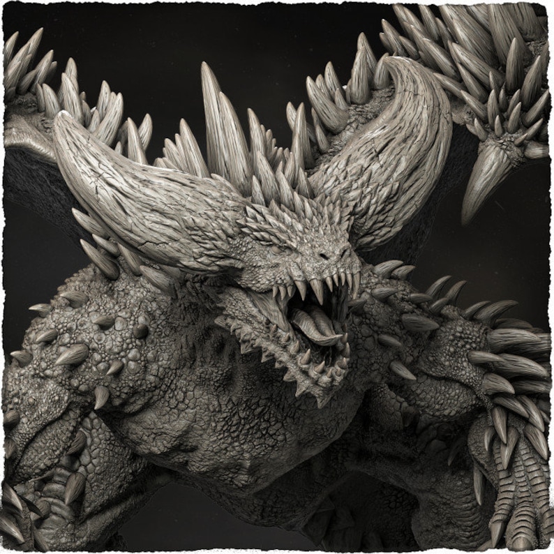Spiked Dragon Beast Miniature (4 Sizes) – Gargantuan Flying Resin ...