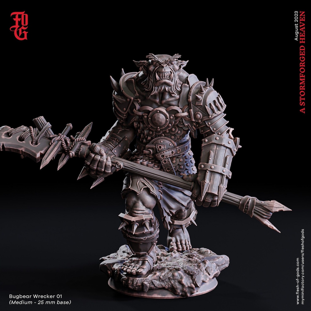 Bugbear Fighter Barbarian W/ Polearm PC NPC | 28mm,32mm,54mm,75mm,100mm ...