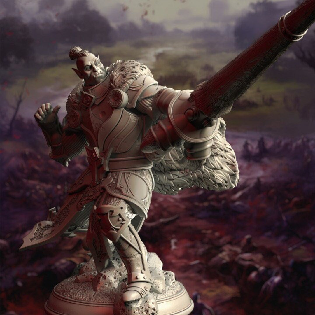 Half-orc Paladin Fighter Cavalier With Lance | Miniature | 4 Sizes ...