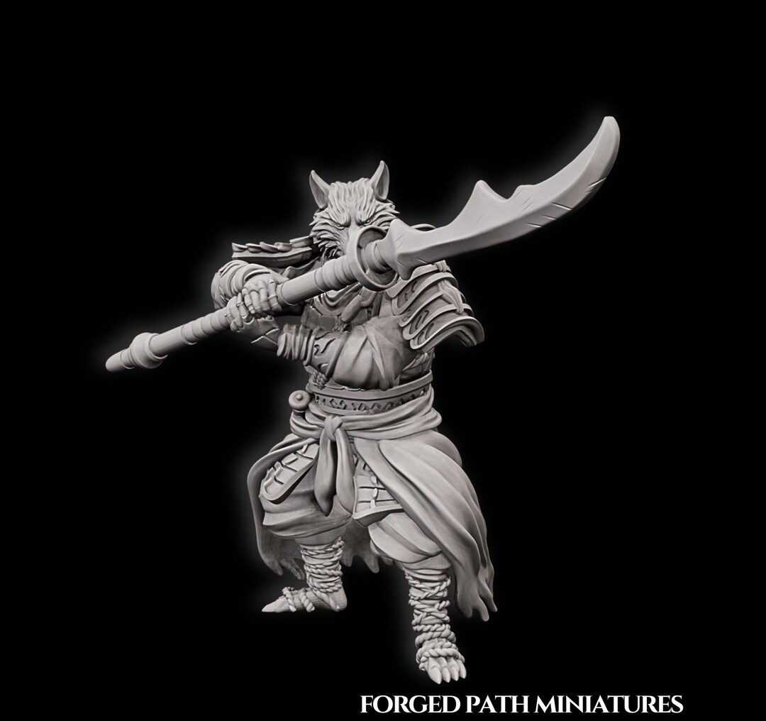 Werefox Fighter Samurai, Fox Folk, Kitsune Dnd Miniature 28mm,32mm,54mm ...