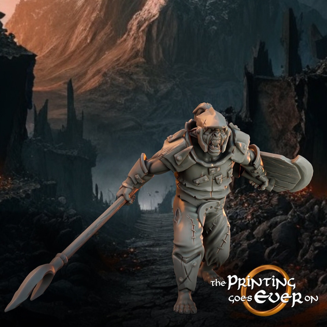 Orc / Half-orc Fighter Spear Miniature PC NPC | 4 Sizes/scales | Figure ...