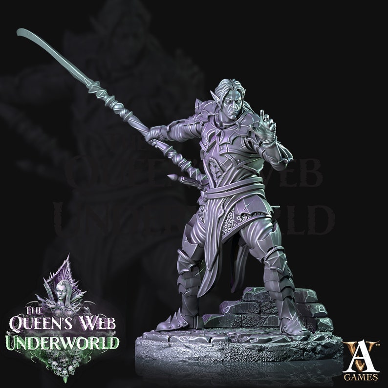 Dark Elf Drow Fighter | 28mm, 32mm, 75mm | Dnd 5e Miniature | Baenere ...