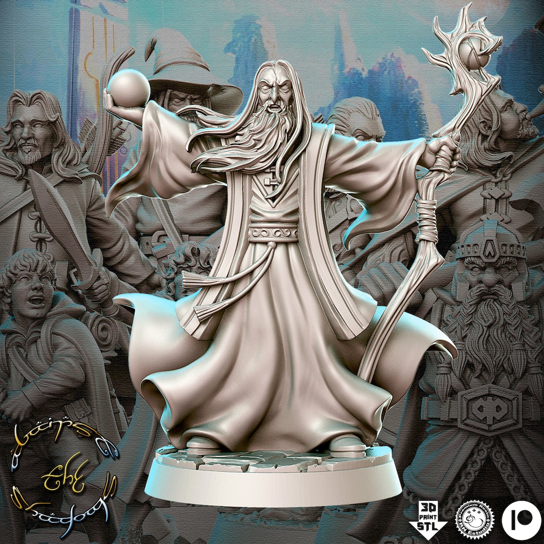 Wizard With Staff | 28mm Scale | 32mm Heroic | Minis - D&D, Dungeons ...