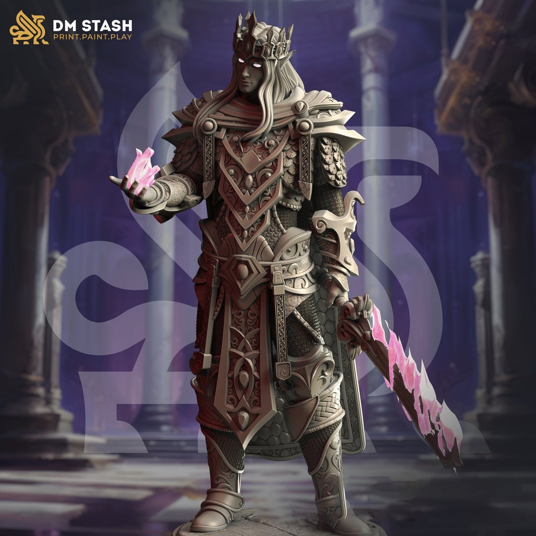 High Elf King Lord Paladin, Eldritch Knight Miniature | 28mm, 32mm,54mm ...