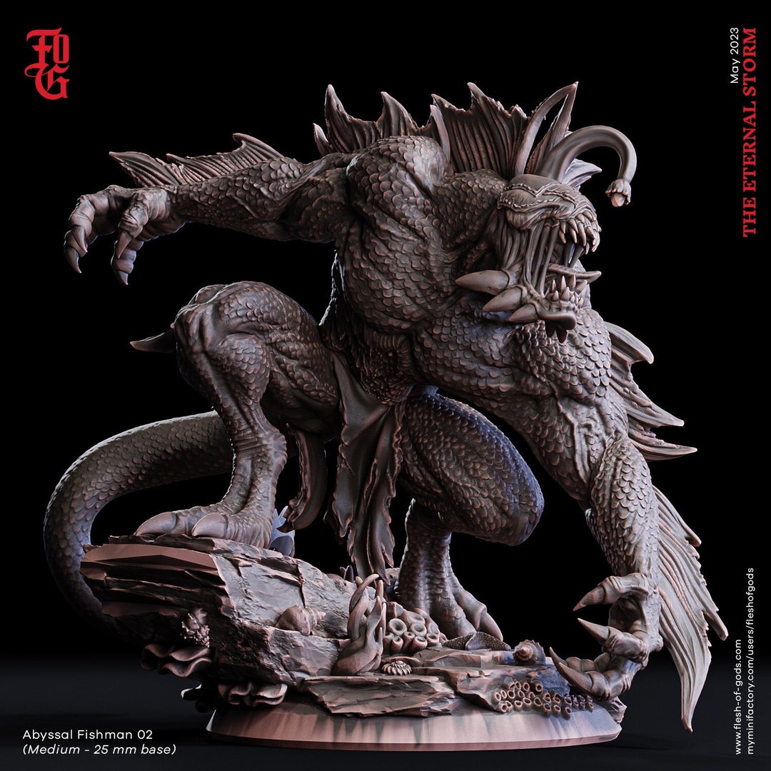 Sahuagin, Sea Devil Humanoid | 28mm, 32mm,54mm,75mm,100mm Scales ...