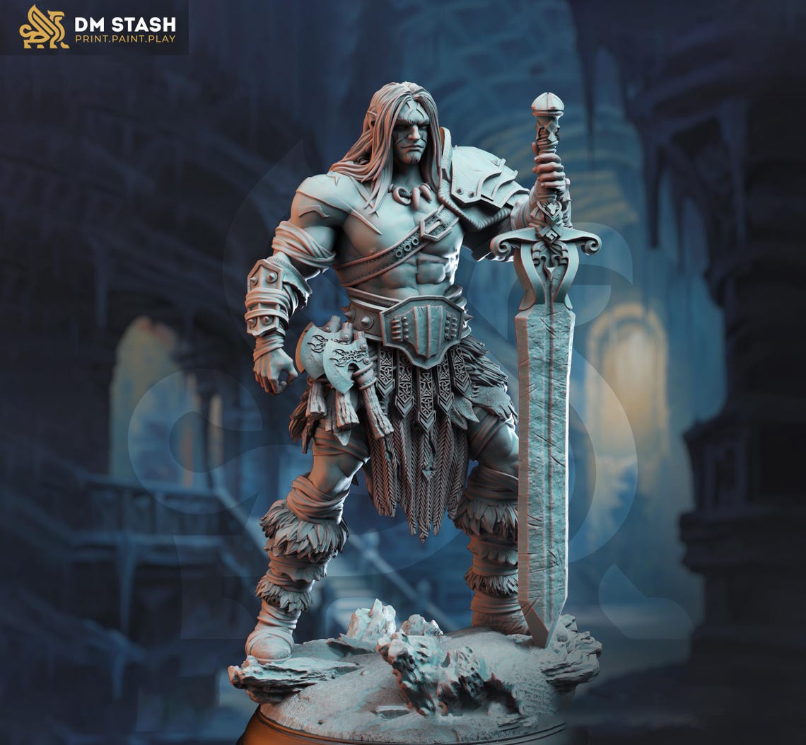 Goliath Fighter Miniature | Barbarian Warrior | Resin 28mm 32mm 54mm ...