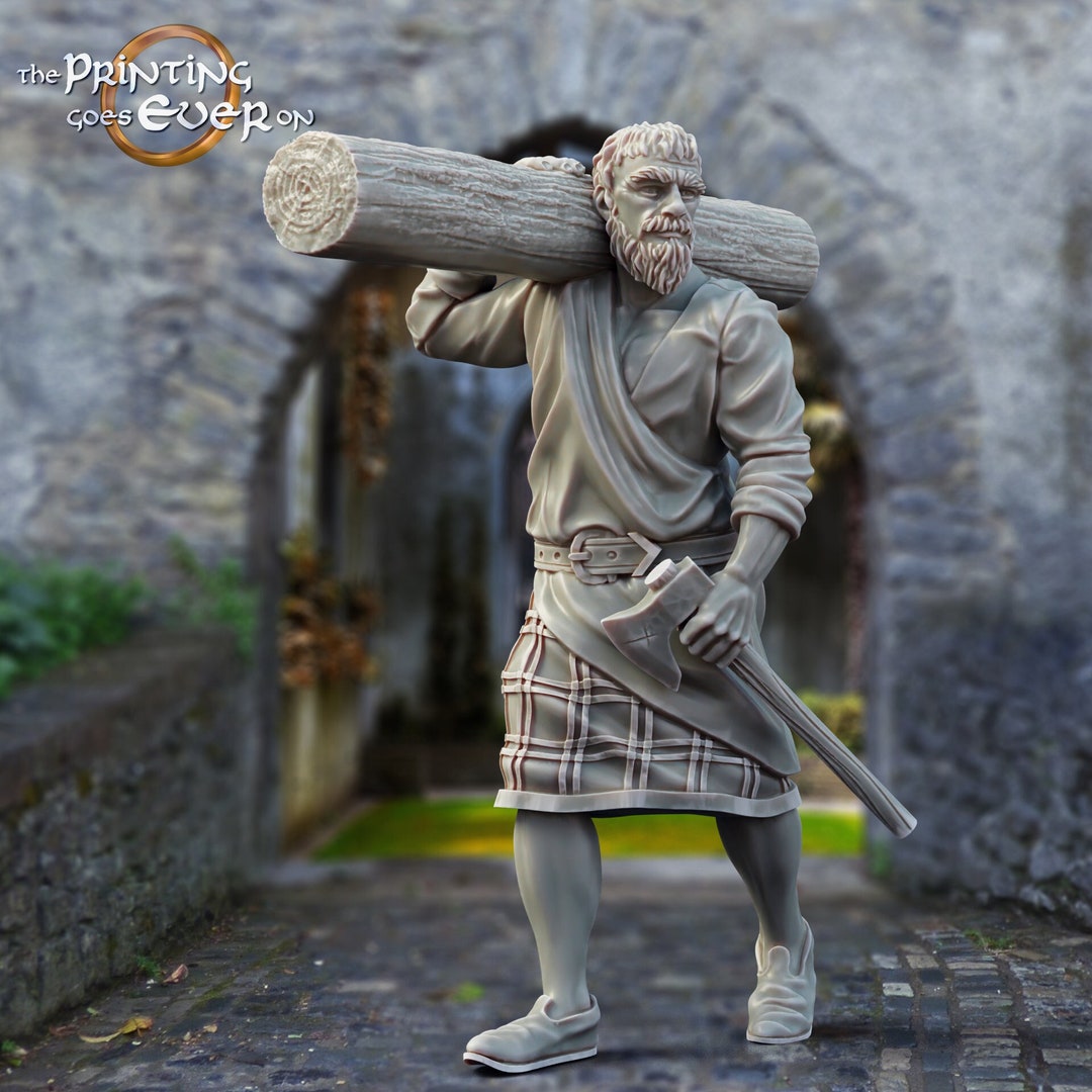 NPC Lumberjack Builder Resin Miniature | Available in 28mm, 32mm,54mm ...