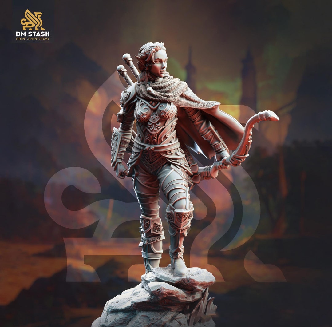 Female Elf Ranger Fighter Sharpshooter, Moon Elf Mini | 5 Sizes /scale ...