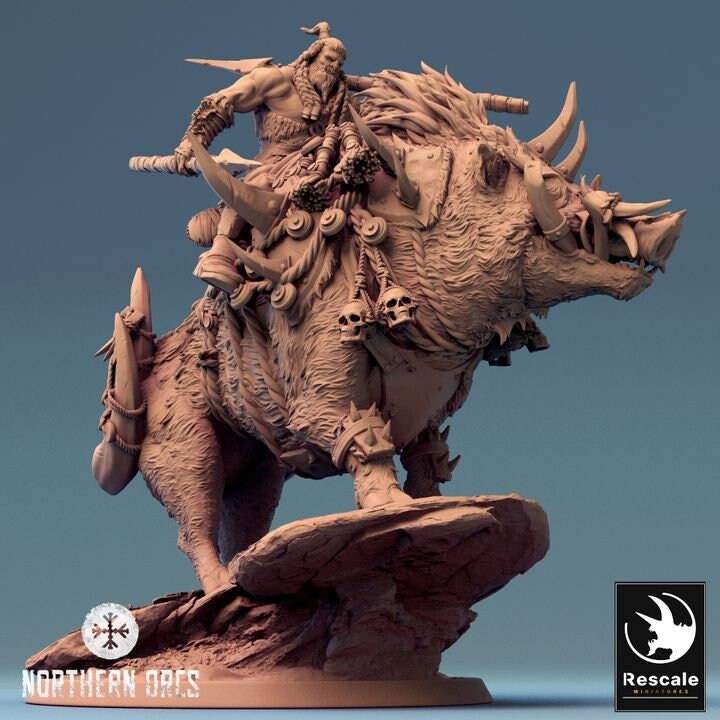 Orc Fighter on Giant Boar W/ Hammer /axe/chieftain | Dnd 5e | 4 Sizes ...