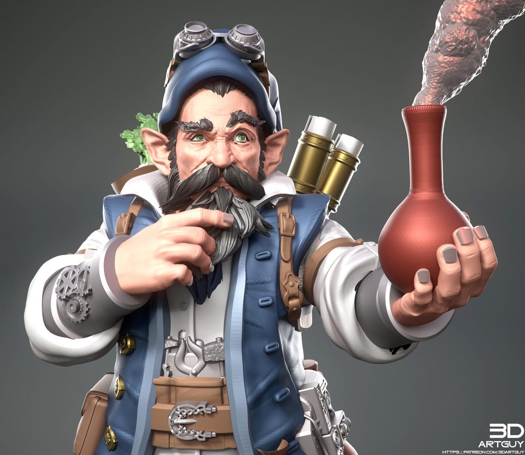 Gnome Alchemist Artificer PC/ NPC | UNPAINTED Miniature | 4 Sizes ...