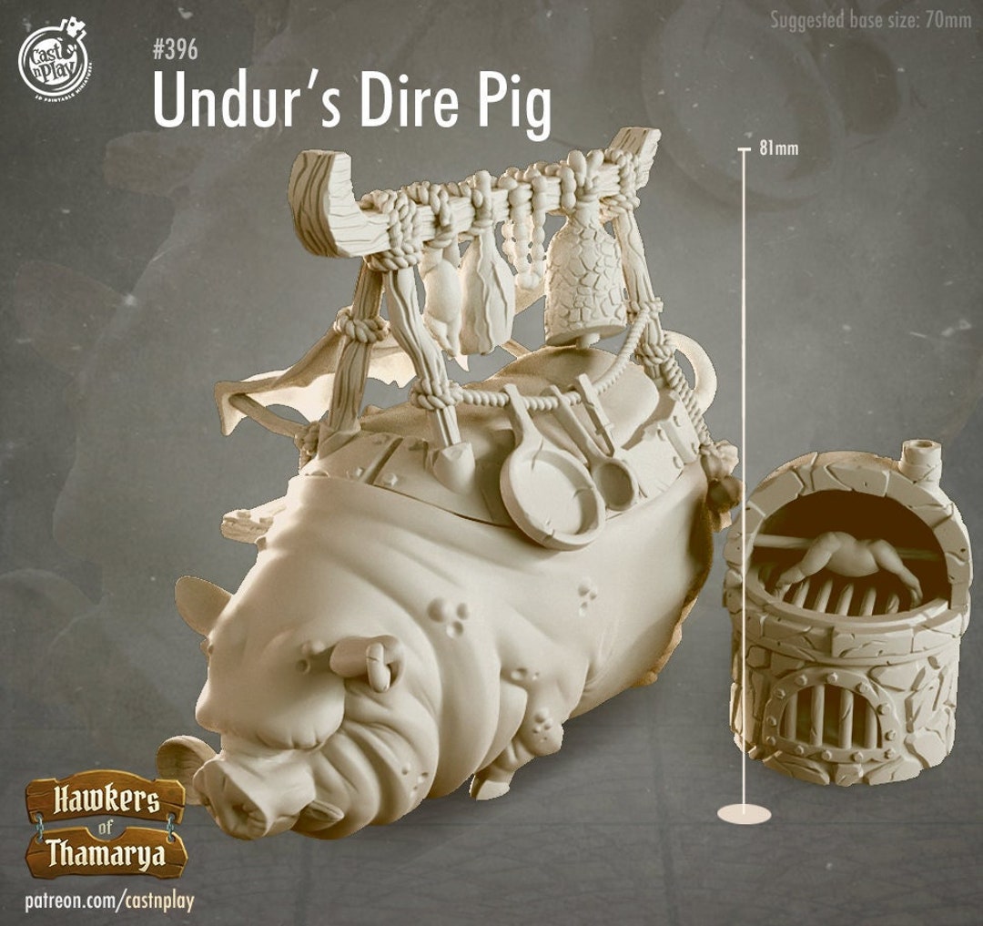 Undur's Dire Pig Grill W/ NPC Orc Chef Mini | 28mm, 32mm, 75mm Scale ...