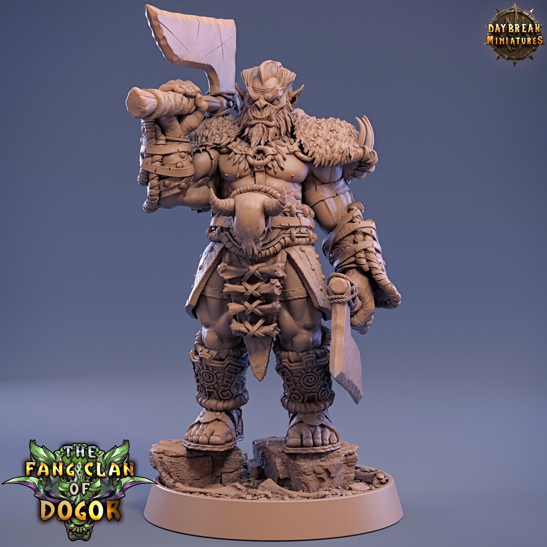 Bugbear Fighter Warrior Barbarian With 2 Axes | Scales 28mm |32mm |75mm ...