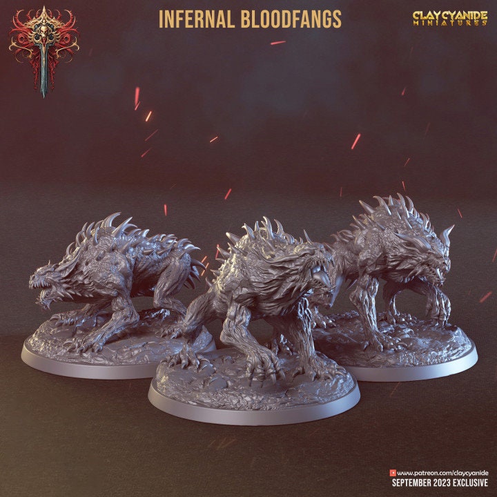 Hellhound Miniature | Abyss Hound Fiend | Resin 28mm 32mm 54mm 75mm - Etsy