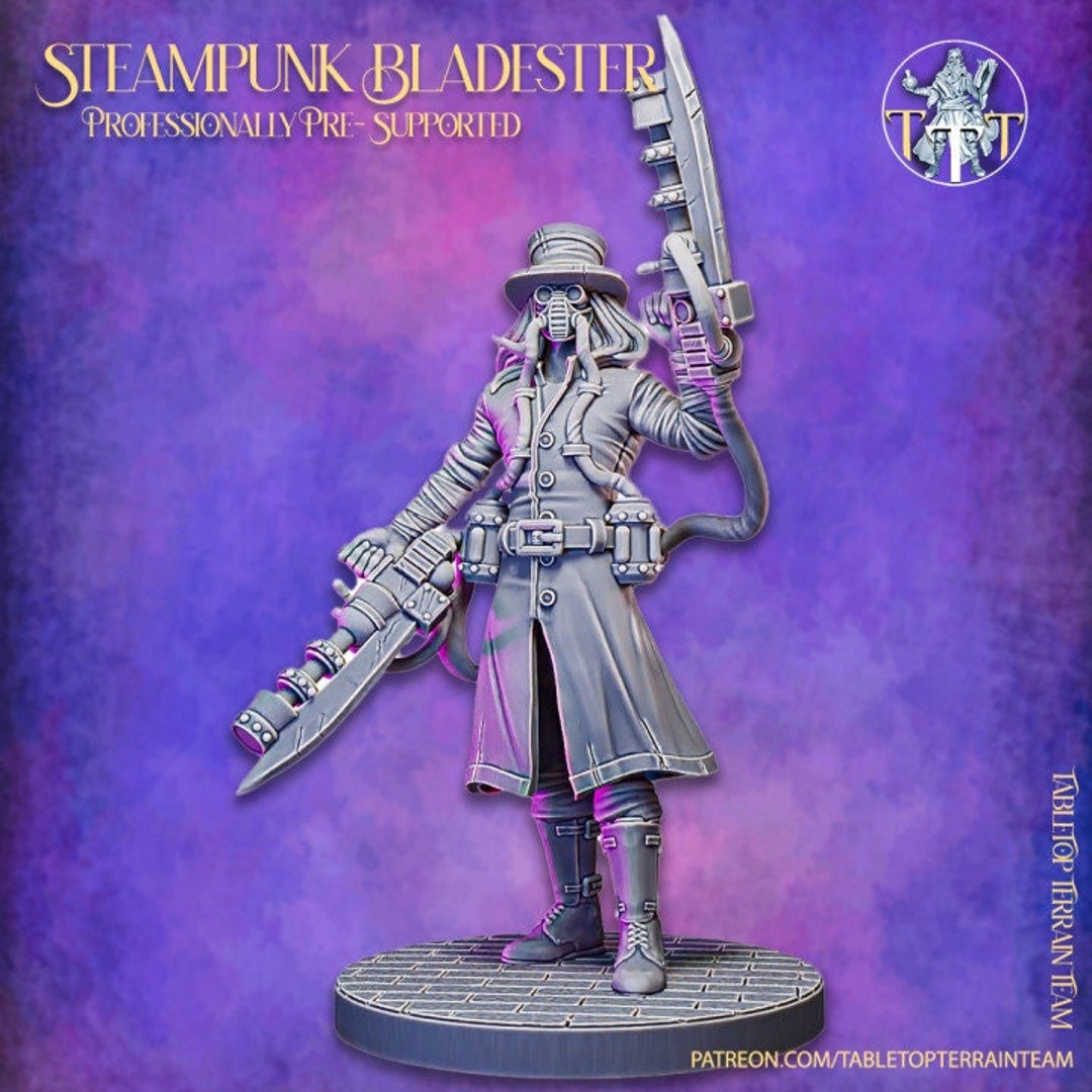 Steampunk Bladester Cyberpunk | Dnd Resin Figure Miniature | 3 Sizes ...