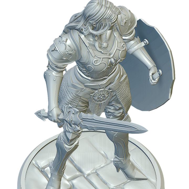 Female Paladin, Fighter Sword and Shield Plate Armor D&D 5e Mini | 5 ...