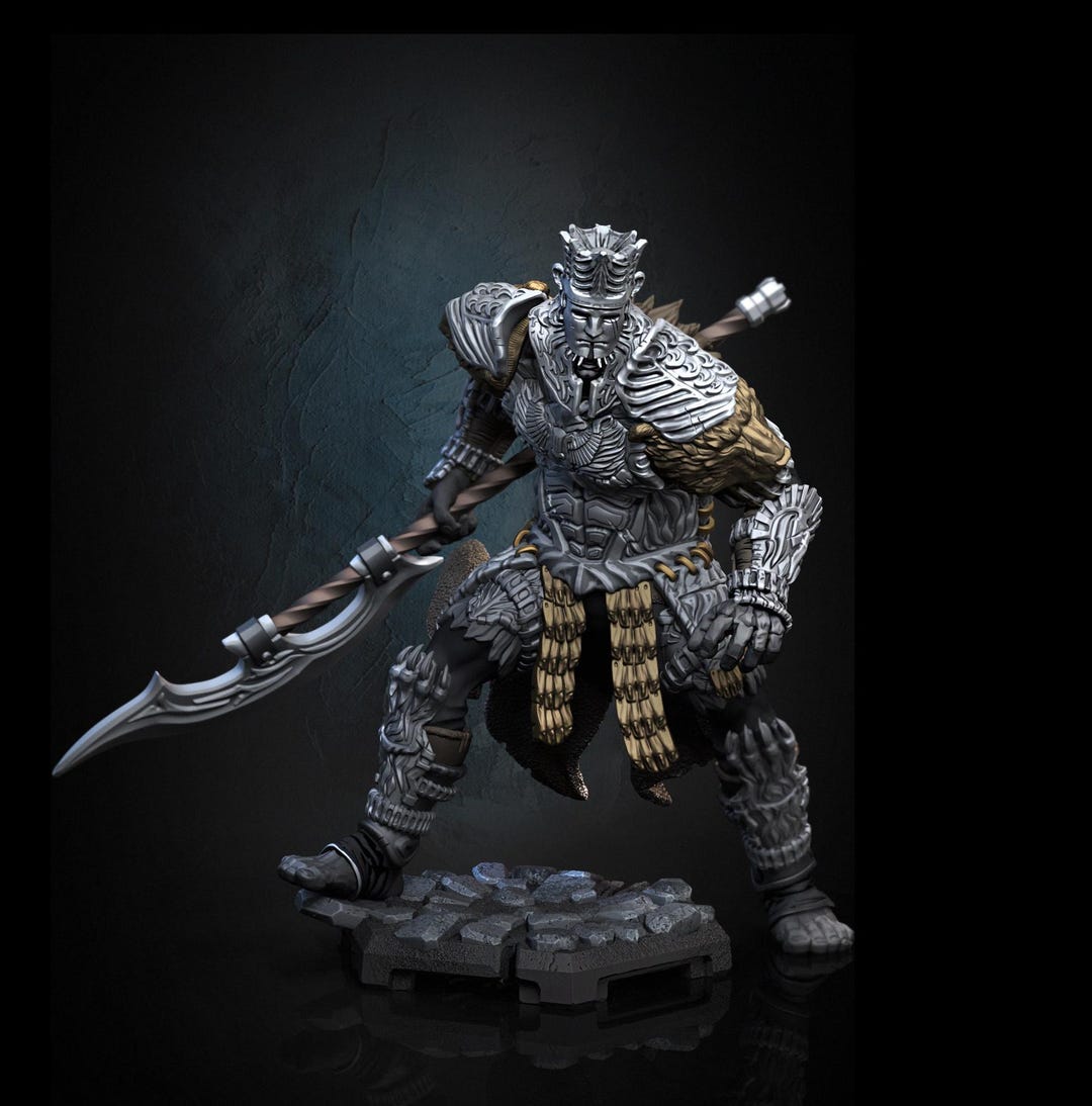 Fighter Polearm Master PC NPC |unpainted Miniature| 5 Sizes/scales ...
