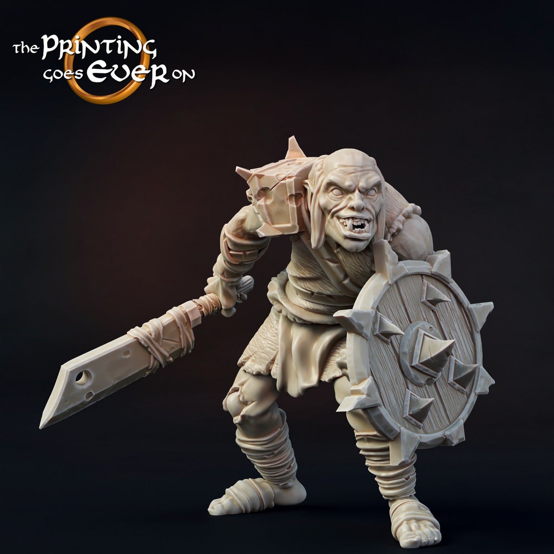 Orc / Half-orc Fighter Cleaver and Shield Miniature | 3 Sizes /scale ...
