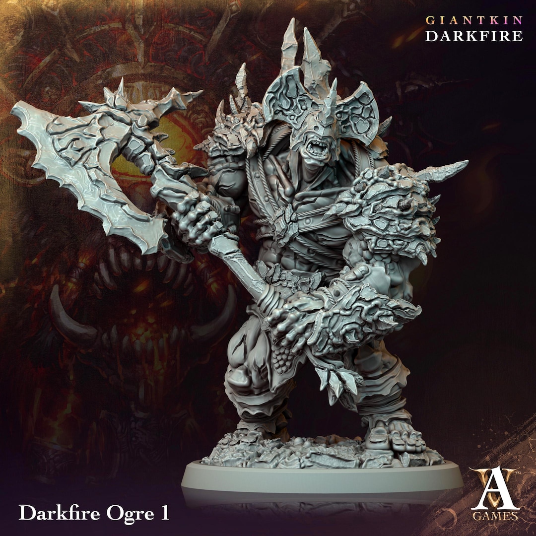 Raging Warrior Ogre, Resin Miniature | 28mm,32mm Scales (4 BASE Sizes ...