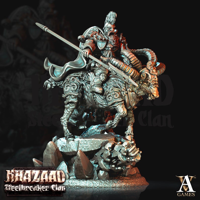 Dwarf Fighter Mounted on Ram |3 Sizes /scales | Resin Miniature ...