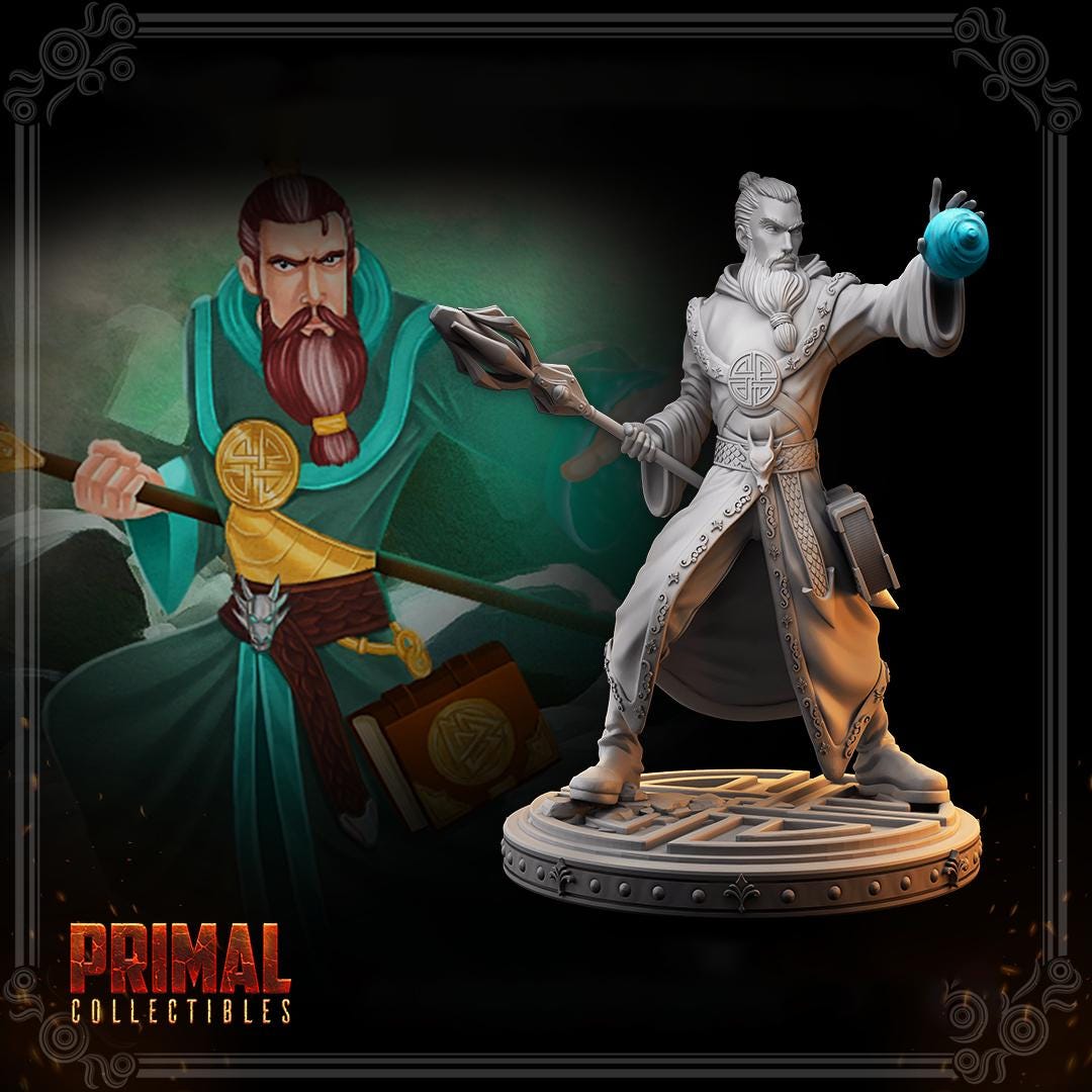 Human Male Wizard, Sorcerer, Warlock PC NPC Miniature | 28mm,32mm,54mm ...