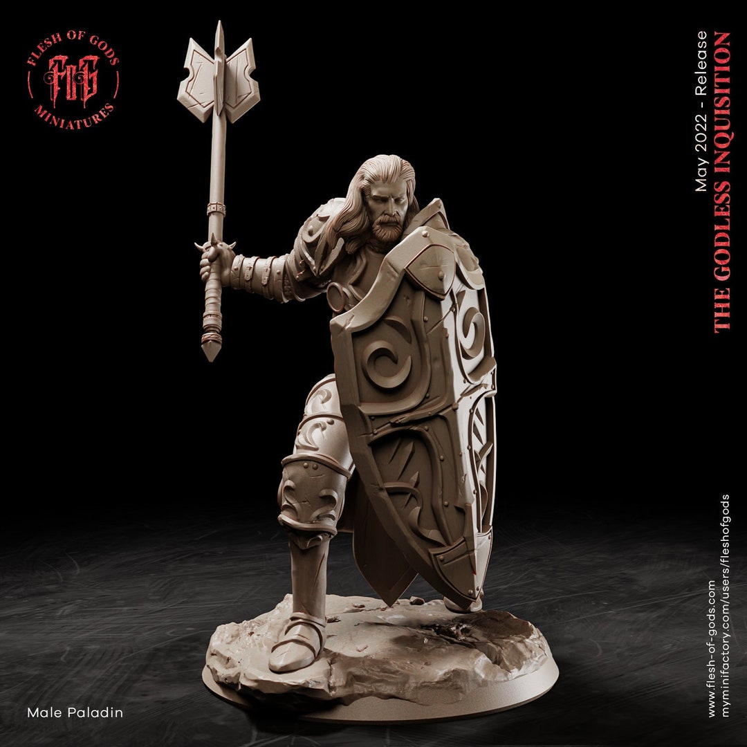 Paladin Cleric With Mace and Shield Heavy Armor Miniature | Dnd 5 Sizes ...