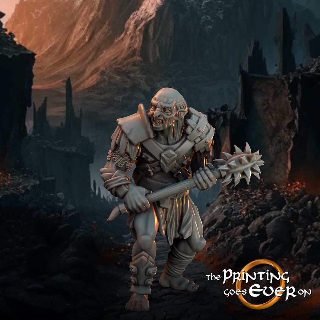 Orc / Half-orc Fighter With Mace Miniature PC NPC | 4 Sizes /scales ...