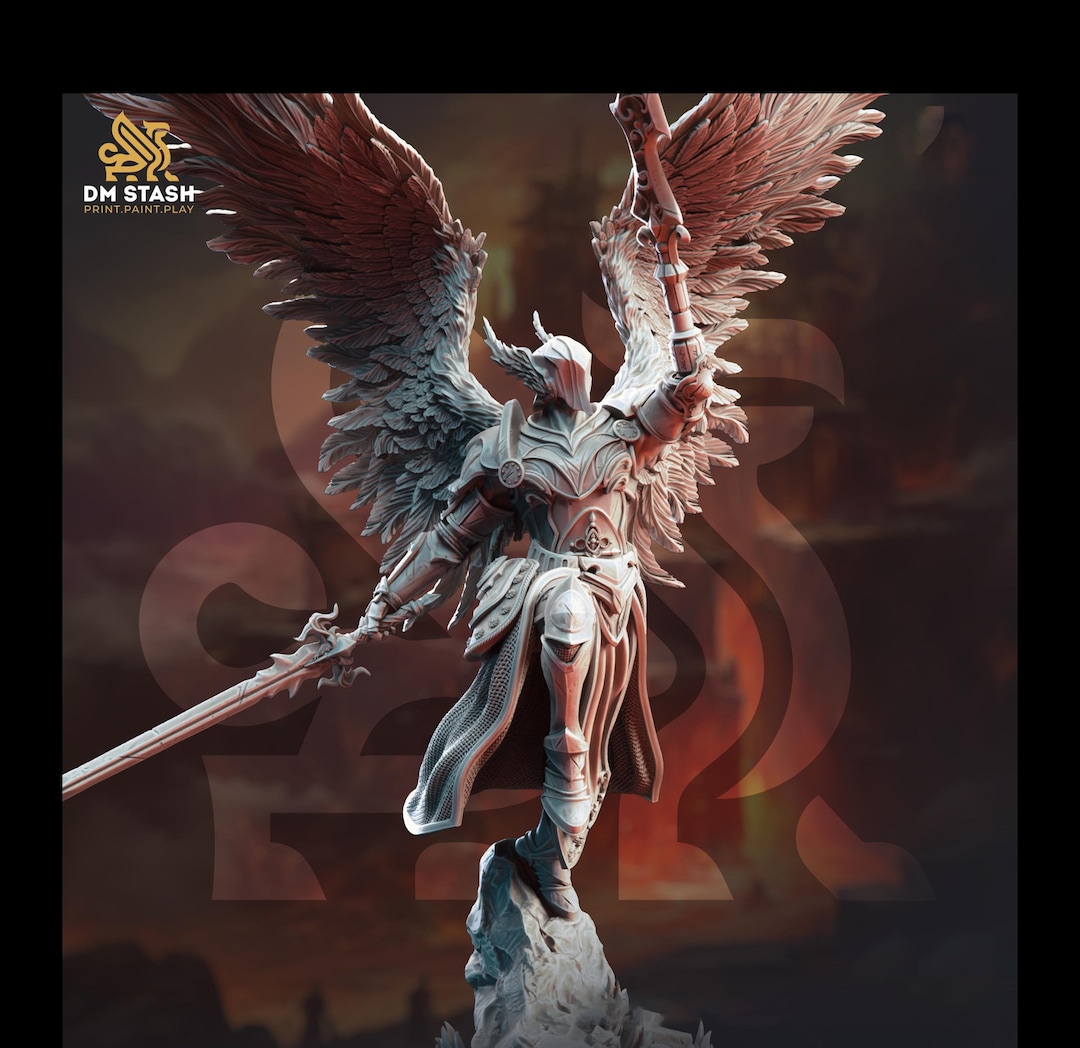 Human Winged Paladin, Angel Fighter Sword | Miniature | 5 Sizes /scales ...