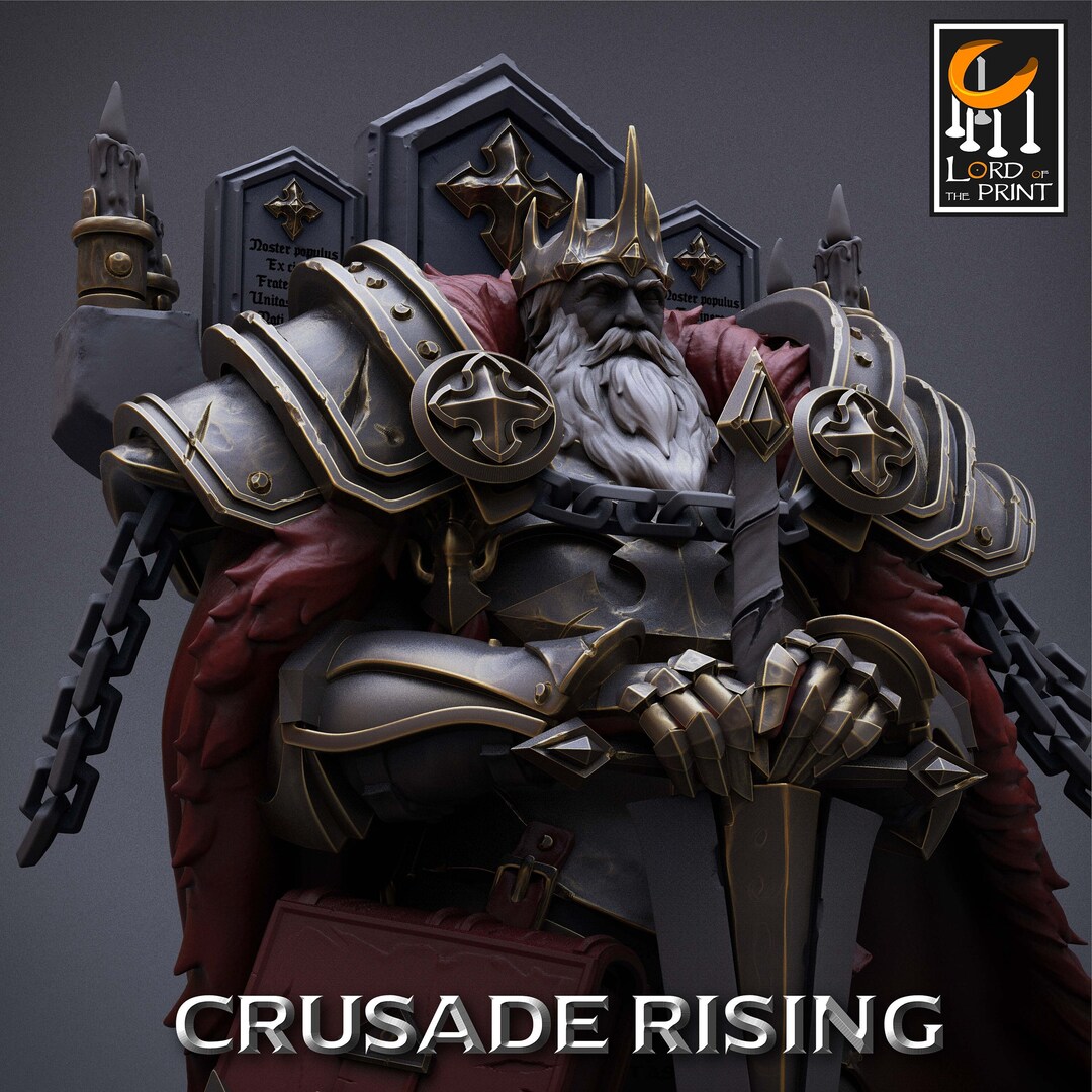Human Templar Paladin King Knight Unpainted | 28mm, 32mm Scales | 54mm ...