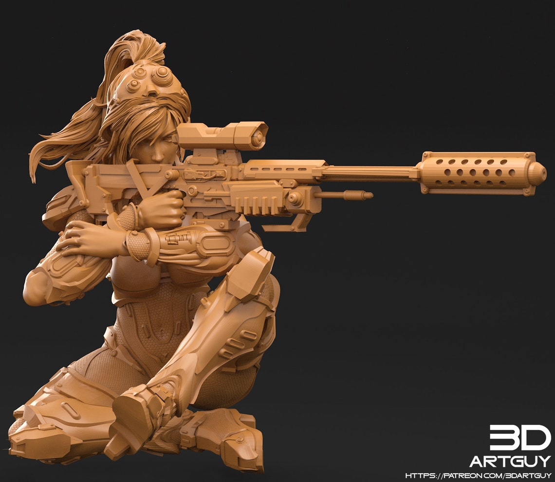Female Sniper Sitting Pose 28mm 32mm Scales Also 50mm and - Etsy