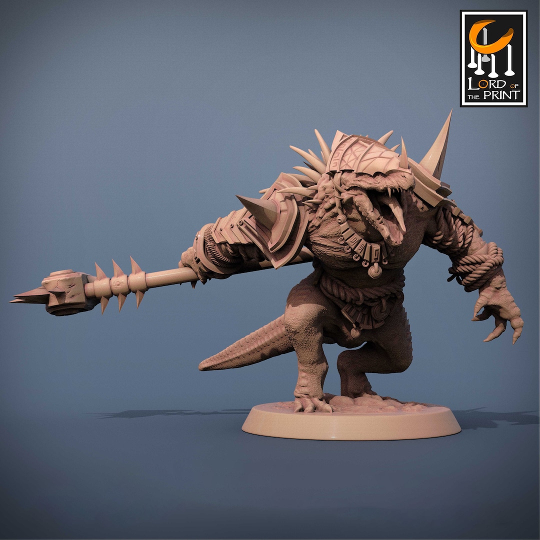 Lizardfolk Lizardman Warrior | 28mm, 32mm,54mm, 75mm, 100mm Scales ...