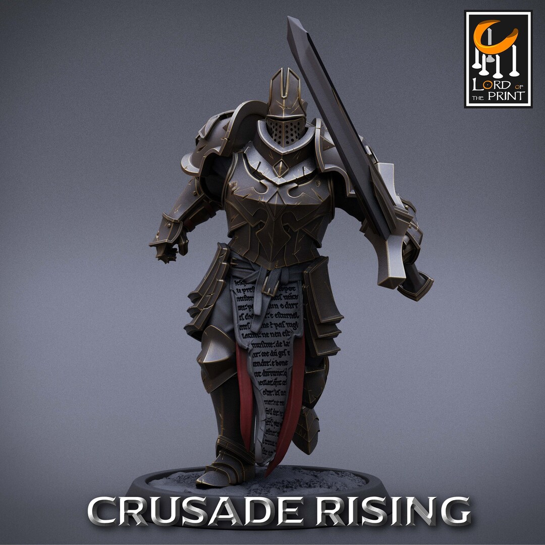 Paladin Knight Templar Unpainted Miniature | 5 Sizes /scales | Dungeons ...