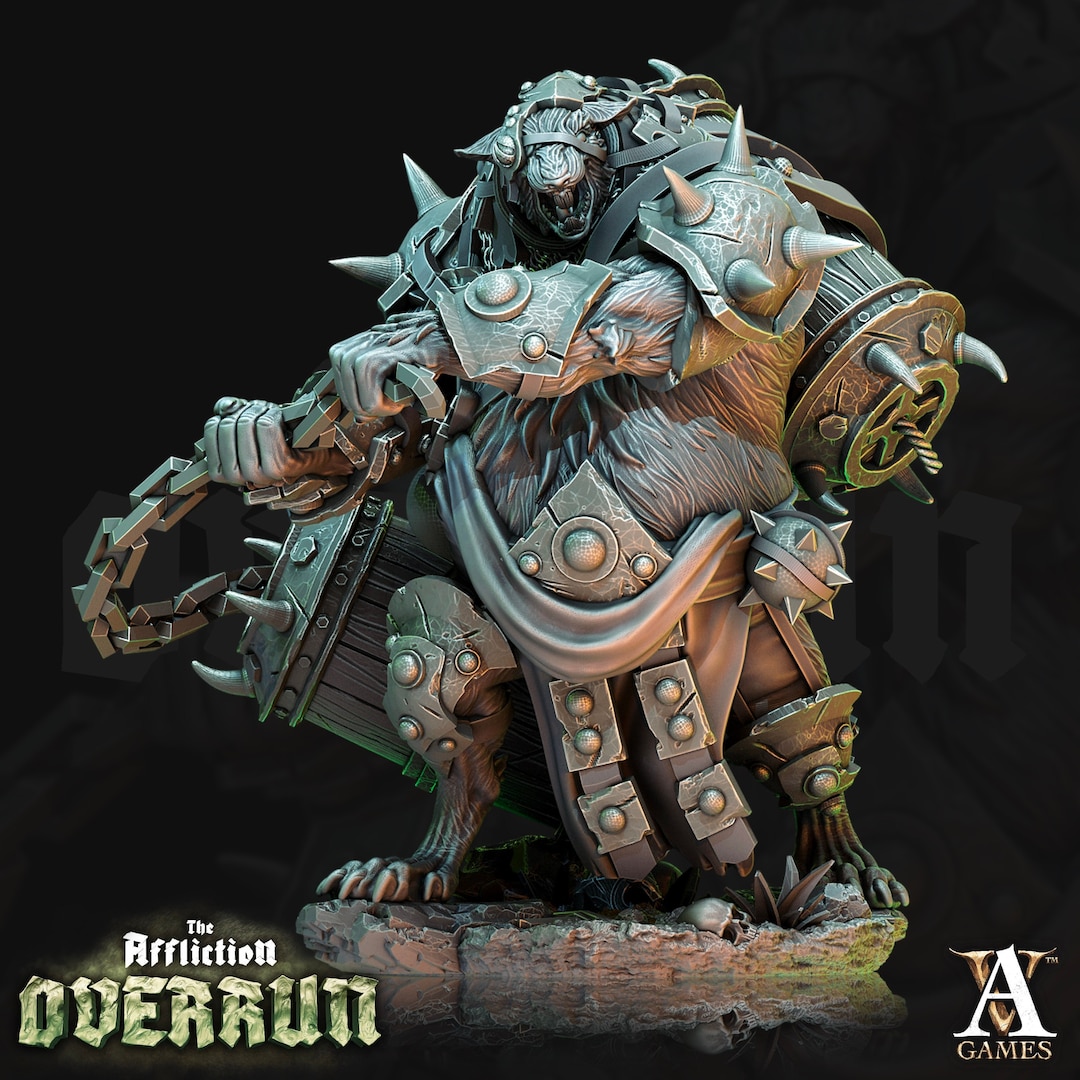 Wererat in Heavy Armor W/ Chain Barrel Flail | Resin Miniature | 3 ...