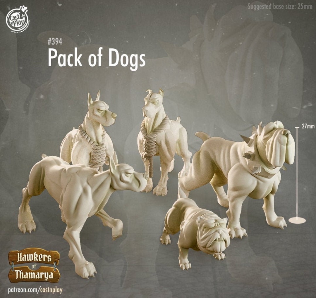 Pack of Dogs | 3 Sizes /scale | Ranger Animal NPC Miniature ...