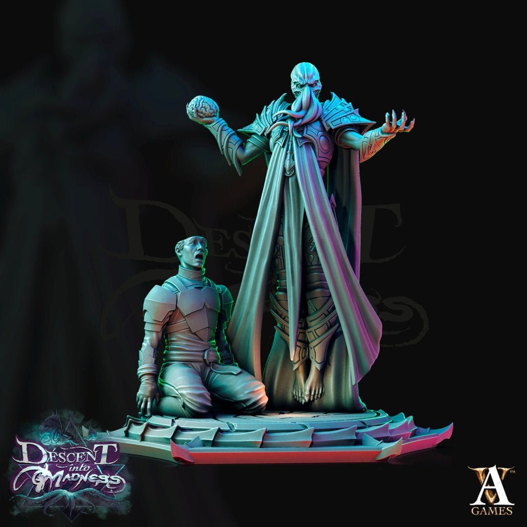 Mind Flayer, Illithid Unpainted Miniature 28mm, 32mm, 75mm Scales ...