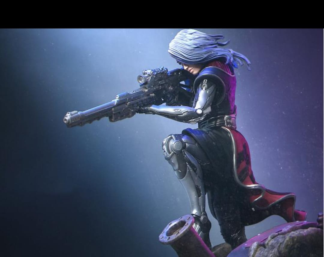 Sci-fi Female Cyborg Sniper Assassin | Unpainted Resin Miniature ...