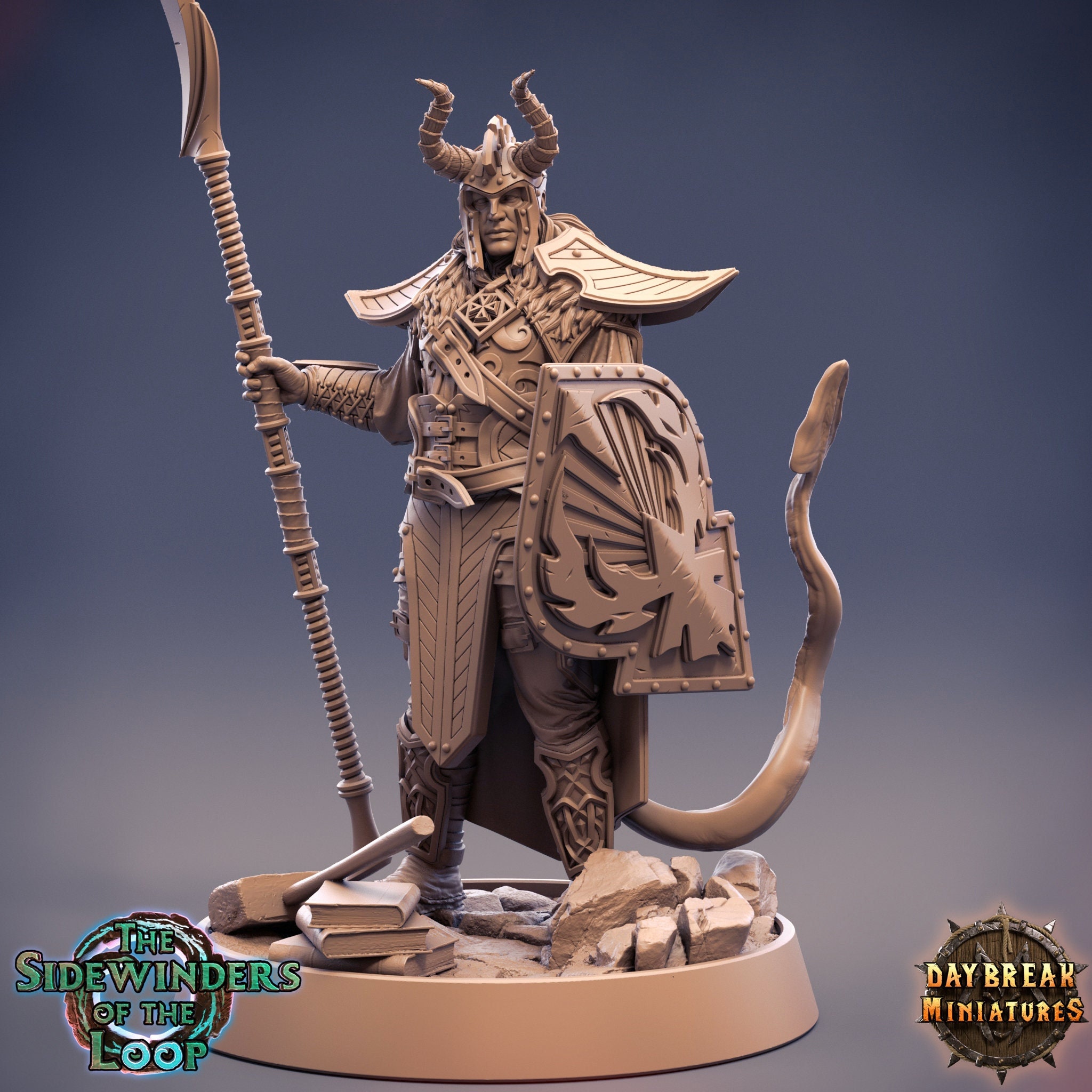 Tiefling Fighter Weapon Master Cambion Resin Miniature 28mm 32mm 75mm ...
