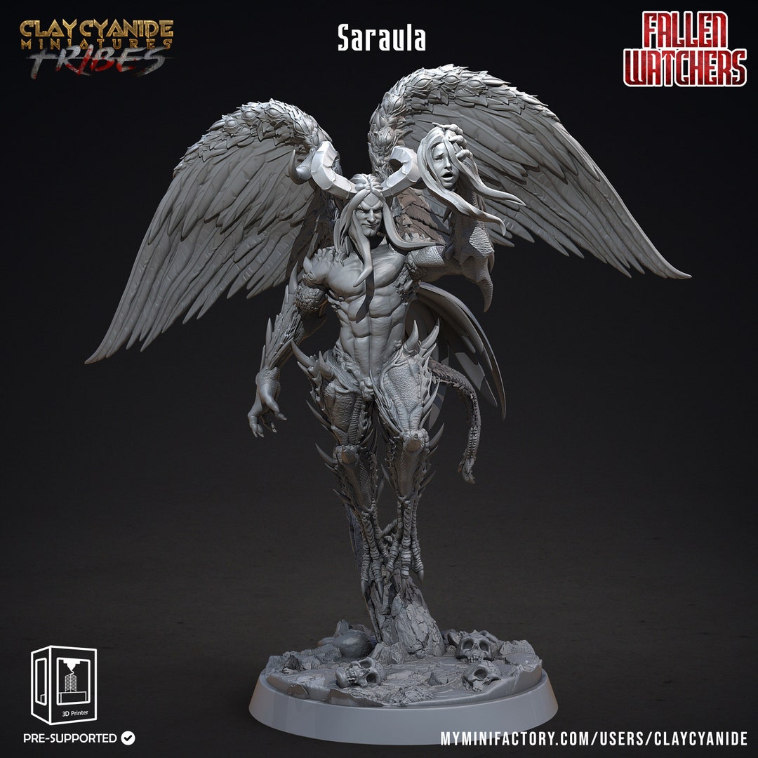 Saraula Fallen Angel Demon|28mm, 32 Mm,54mm,75mm,100mm Scale | Resin ...