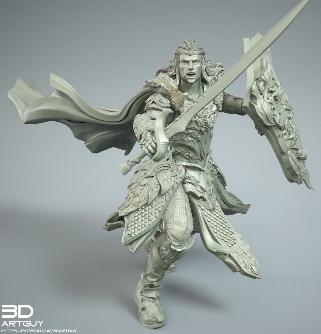 Elf Paladin With Sword and Shield and Heavy Armor | 4 Sizes /scales ...