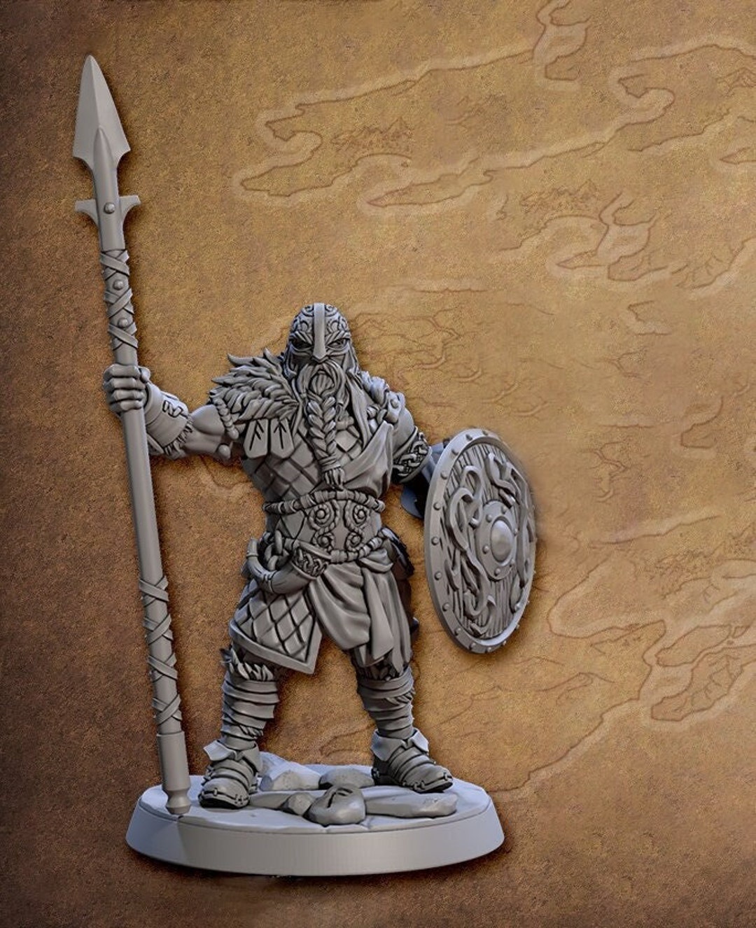Ranger Fighter Helm Spear Shield | 28mm, 32mm, 54mm,75mm,100mm Scale ...