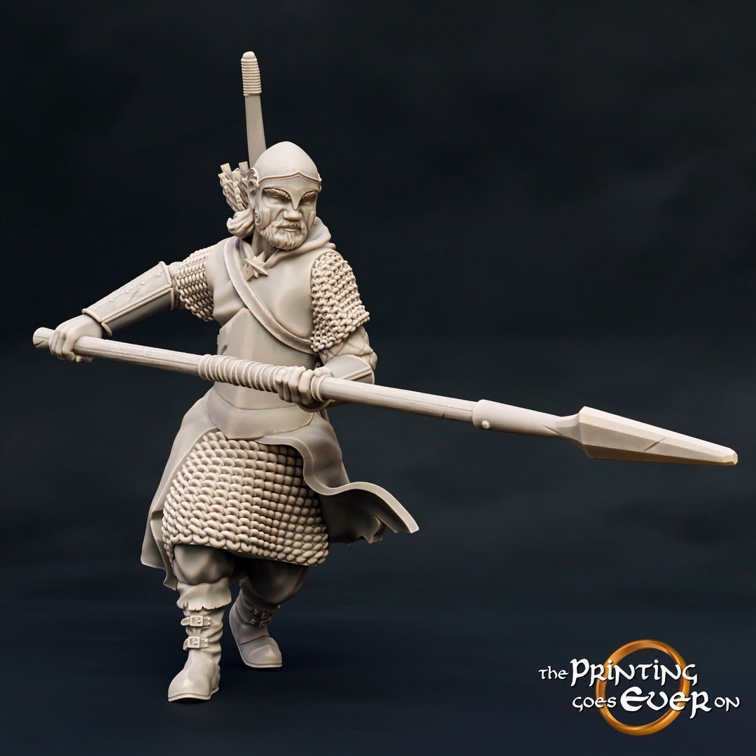 Human Ranger Fighter With Spear | Miniature | 28mm Scale | 32mm Scale ...