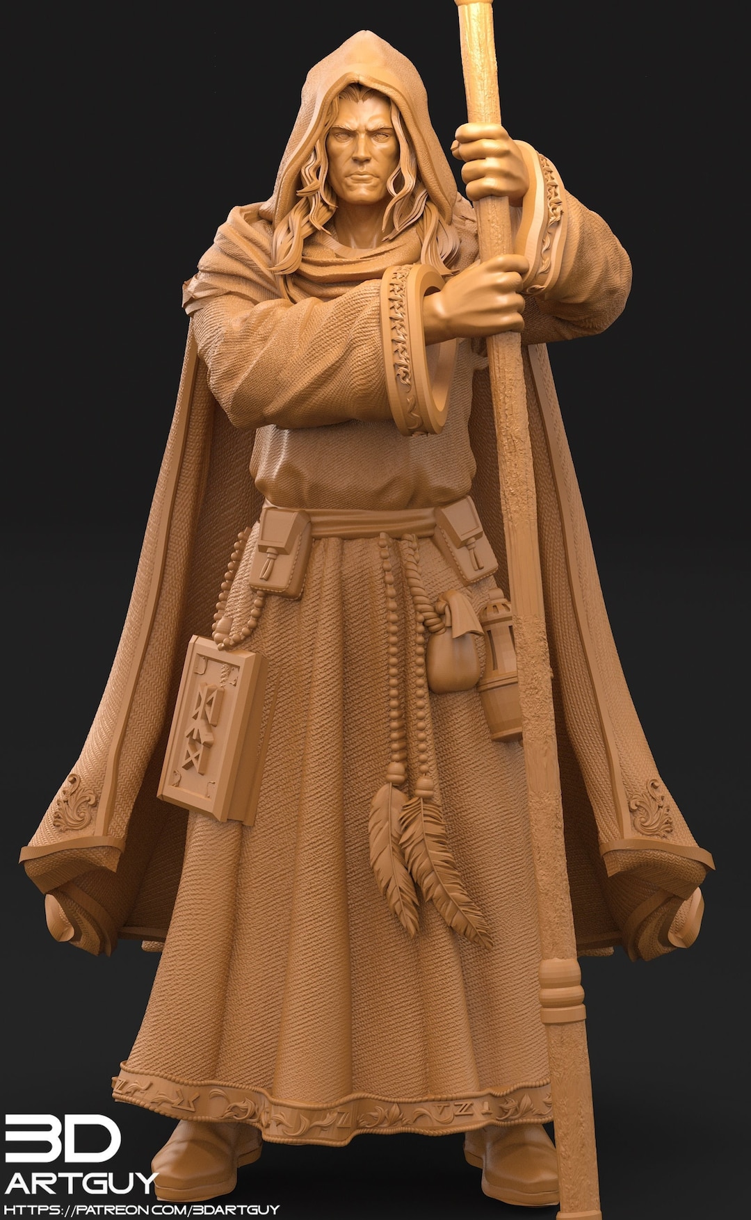 Human Male Wizard Miniature 28mm, 32mm, 75mm Scales Dungeons and ...