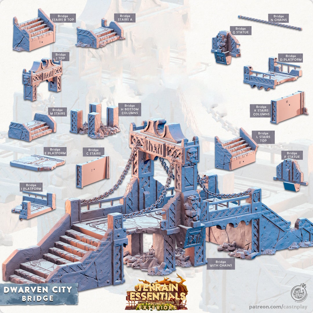Dwarven City Bridge, Huge 382mm Long Props Terrain Solid Resin 28mm ...