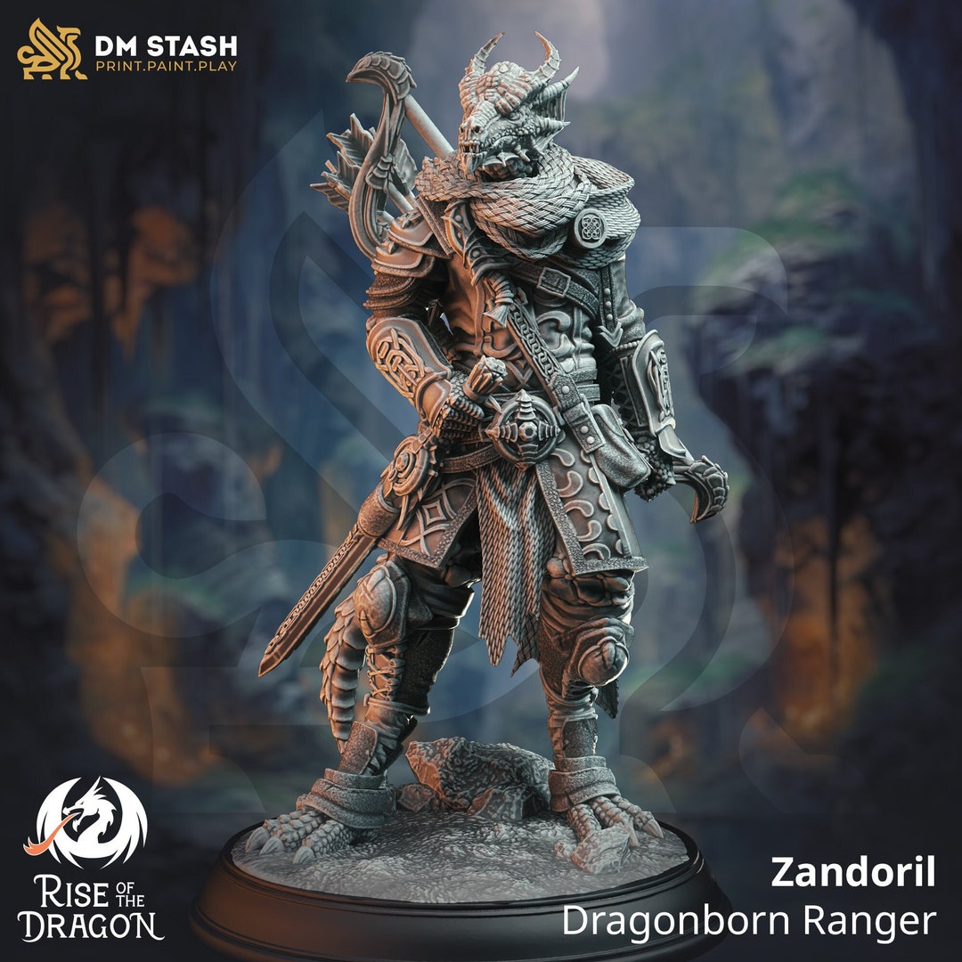 Dragonborn Ranger Fighter Paladin PC NPC Miniature | 5 Sizes /scales ...