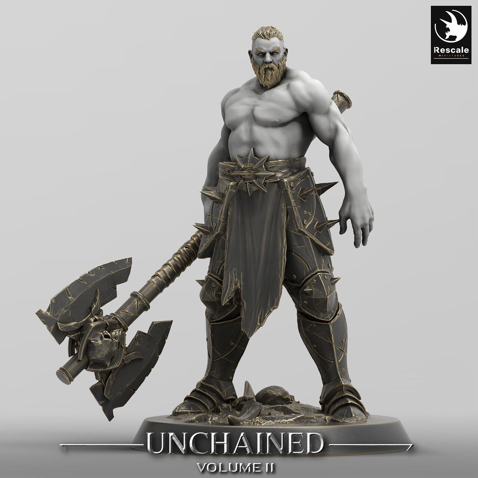 Barbarian Ranger Fighter Battle Axe 28mm 32mm 54mm 75mm 100mm Scale D&D ...