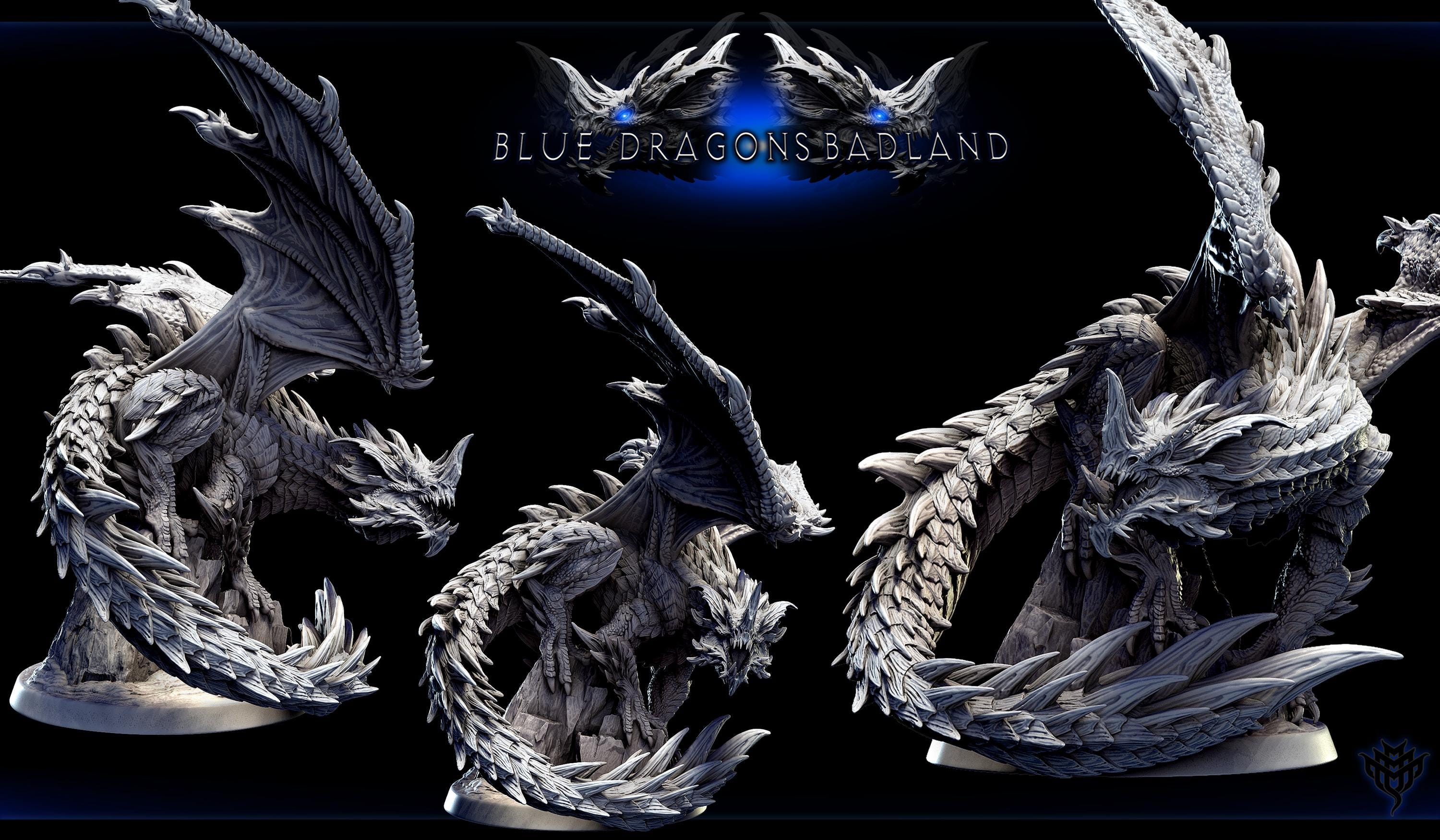 Legendary Chromatic Blue Dragon (4 Sizes) D&D Unpainted Miniature ...