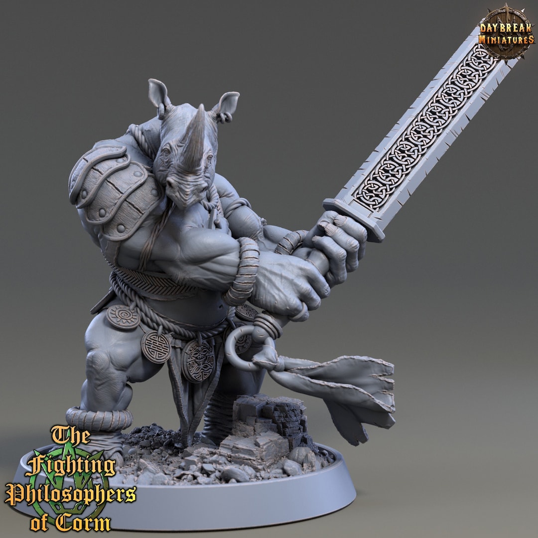 Rhinokin, Rhino-folk Warrior Scales: 28mm, 32mm,54mm,75mm | D&D 5e ...