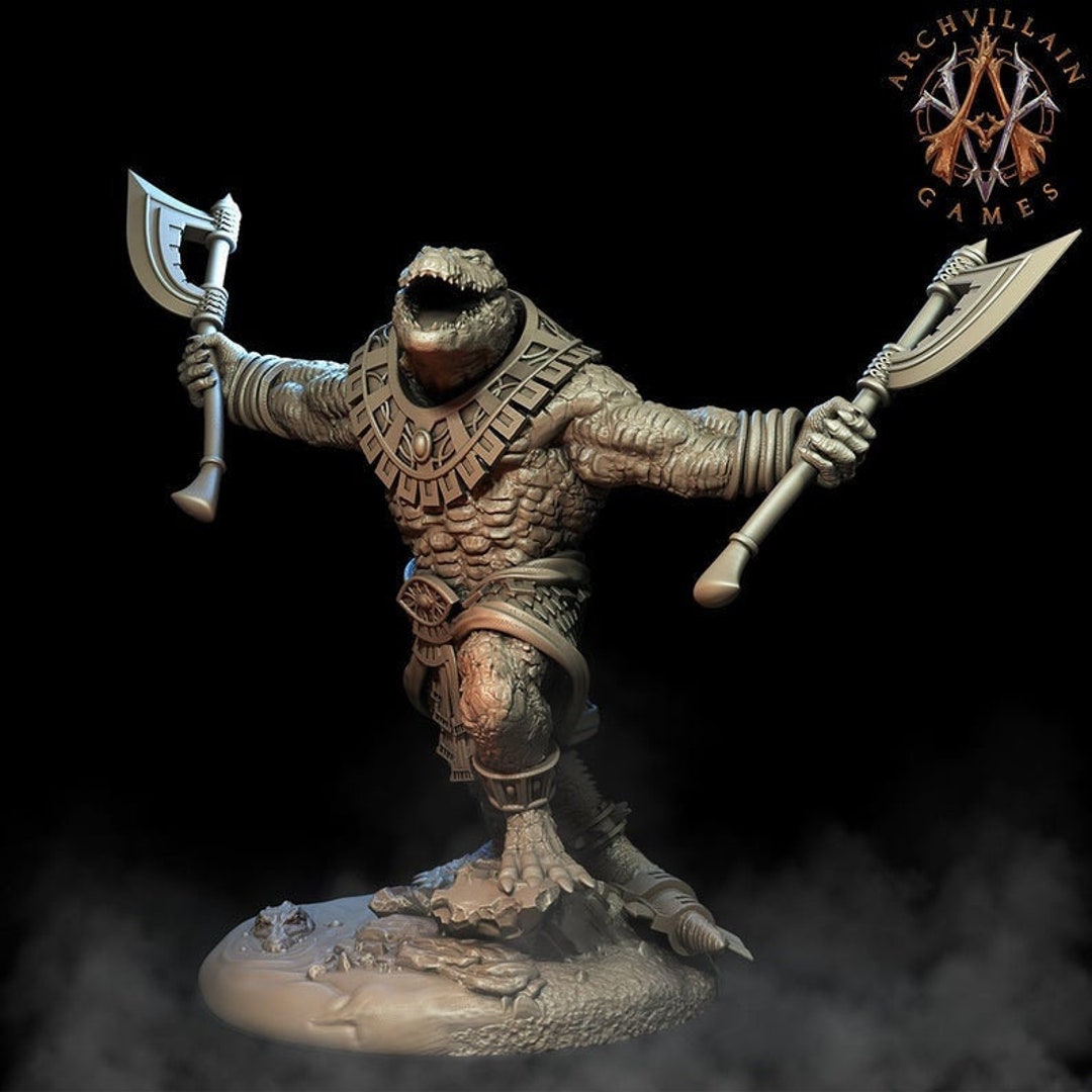 Lizardfolk Crocodilian Lizardman | 32mm Scale 60mm | 28mm Scale 55mm ...