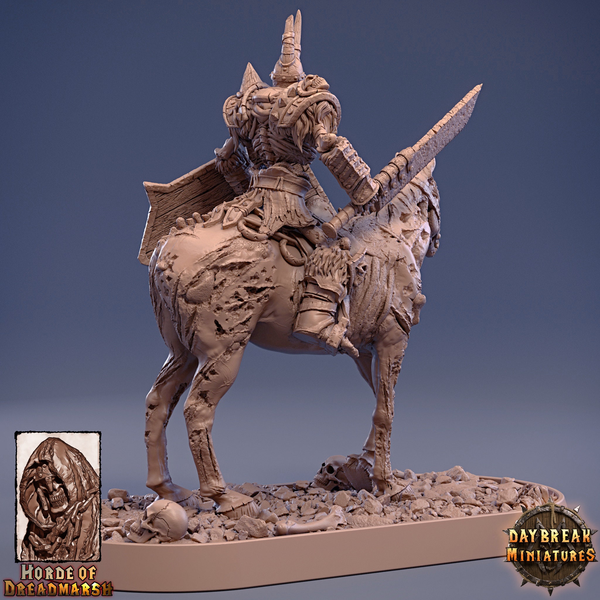 Undead Skeleton Boss Mounted on Undead Horse 28mm Scale - Etsy